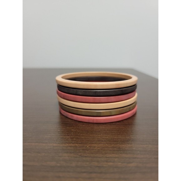 Unbranded | Jewelry | Vintage Earthtone Brown Tan Red Thin Resin Bangle ...